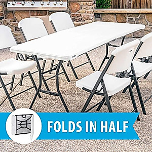 Lifetime 6-Foot Fold in Half Table, White Granite & 80305 Portable Folding Bench, White