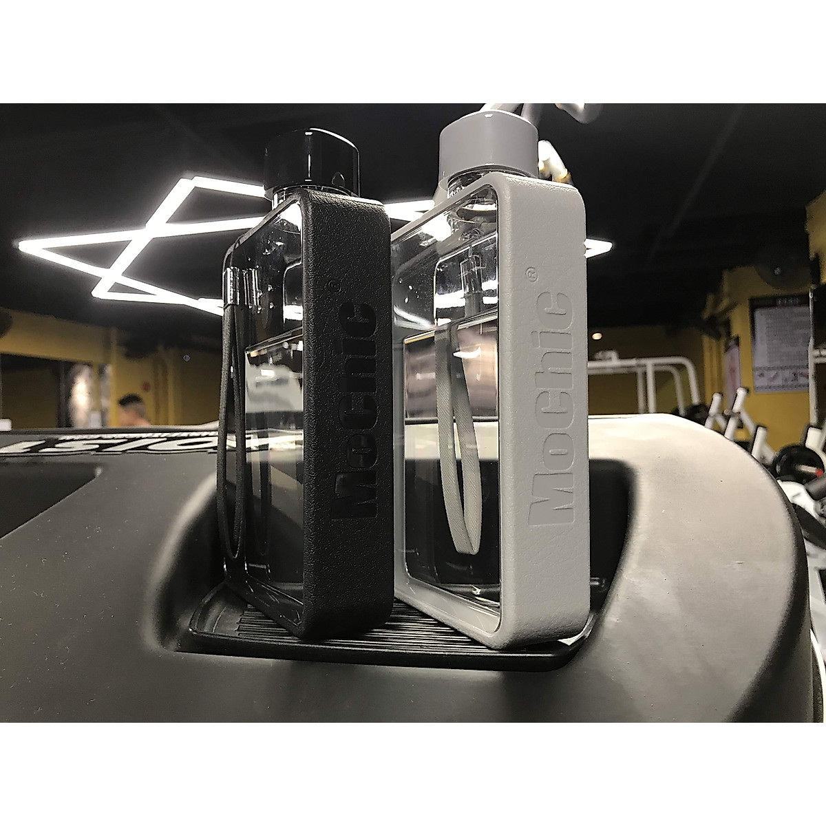 MOCHIC CUP Flat Water Bottle Travel Flask Portable Travel Mug BPA Free A5 Water Bottle for Sports Camping Gym Fitness Outdoor 13oz Fit in Any Bag (Black)…