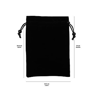 EFENDIZ Drawstring Pouch, Black Velvet Bag 7.6 x 10.6 Inches, Red Velvet Lining Inside, Pouch for Organizing and Storage at Home or When Traveling