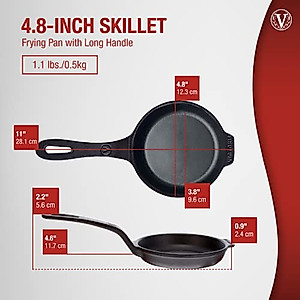 Victoria 4-Inch Cast-Iron Skillet, Pre-Seasoned Cast-Iron Frying Pan with Long Handle, Made in Colombia