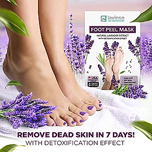 Foot Exfoliator Peeling Mask for Dry Cracked Feet - 3 Pack - Remove Dead Skin and Toxins with Lavender Foot Detox Effect - Foot Peel Mask for Baby Soft Feet by Lavinso