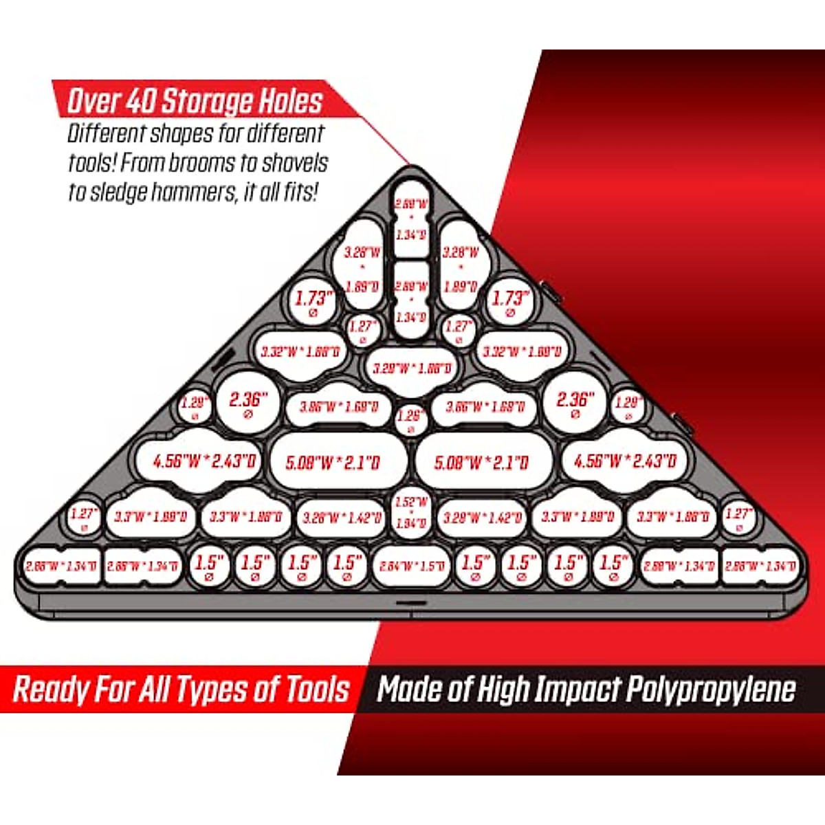 PeerBasics Corner Tool Rack, Garage Storage Organization, Up to 40 Tools like Shovels Brooms Rakes Mops Hammers Pruners, Organize Garden Yard Plus Pegboard, Wall Mounting, Peg Hooks Hardware Included