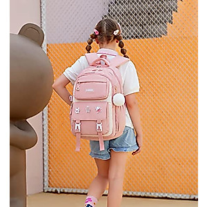 QHRIDS Girls Backpack Aesthetic Laptop Backpacks 15.6 Inch Kids Elementary College School Bag Kawaii Large Bookbag Anime Casual Travel Daypack for Teen Girls Women Students