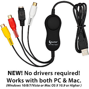 ClearClick VHS to DVD Kit for PC & Mac - USB Device, Software, Instructions, & Tech Support - Capture Video from VCR, VHS, Hi8, Camcorders, Gaming Systems