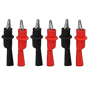 Multimeter Alligator Clips Set, 6PCS Silicone Alligator Clip Test Kit, Banana Test Lead Probe Clip, Test Extension Suitable Used in Laboratory Electric Testing Work and Cable Lead Clip