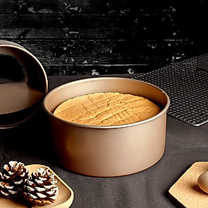 6 Inch Cake Pan Non-Stick Carbon Steel Deep Round Baking Pan with Removable Loose Bottom, Heavy Duty Deep Wall Bakeware Round Cake Pans, Quick Release Cake Molds for Baking Layer Cake, Cheese Cake