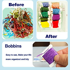 300 Pieces Plastic Floss Bobbins for Cross Cotton Thread Craft DIY Sewing Storage, Thread Organizer Holder, Embroidery Thread Cards Cross Stitch Bobbin, White