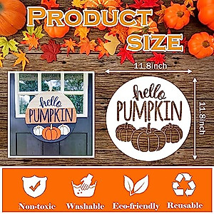 Fall Stencils for Painting On Wood 12'' Round Fall Stencil Reusable for Crafts, Hello Pumpkin Stencil Thanksgiving Autumn Happy Fall Yall Templates for Art Canvas Home Decor (9round Fall)