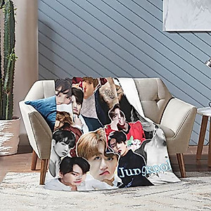 Blanket Jungkook Soft and Comfortable Warm Fleece Blanket for Sofa,Office Bed car Camp Couch Cozy Plush Throw Blankets Beach Blankets