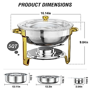 PitInnov Chafing Dish Buffet Set 4 Pack, 5 QT Round Chafing Dishes for Buffet, Stainless Steel Chafers and Buffet Warmers Sets, Catering Food Warmer for Parties, Weddings and Dinners