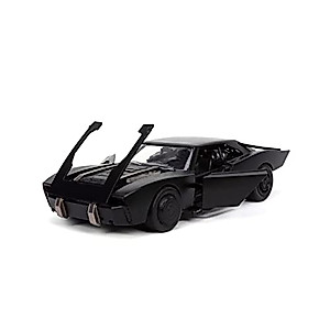 DC Comics 1:24 The Batman Batmobile Die-cast Car w/ 2.75" Batman Figure, Toys for Kids and Adults,Black/Silver