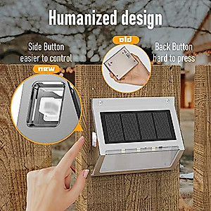 Upgrade 12 Pack Solar Deck Lights with Side Button Design JACKYLED Outdoor Solar LED Lights Solar Deck Lights Waterproof Fence Light for Step Stair Garden Patio Fence Pathway Backyard White Light