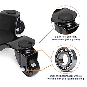 Furniture Mover 4-Pack Steel Tri-Dolly Set, 6-Inch, 132 lbs Load Capacity Each Pack, 3 Wheels Mover Dollys for Moving Heavy Furniture, Grand Piano Table