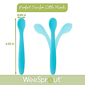 WeeSprout Silicone Baby Spoons - First Stage Infant Feeding Spoons With Soft-Tip, Bendable Baby Utensils for Parent & Self-Feeding, Ultra-Durable & Chewproof, Dishwasher Safe, Set of 3