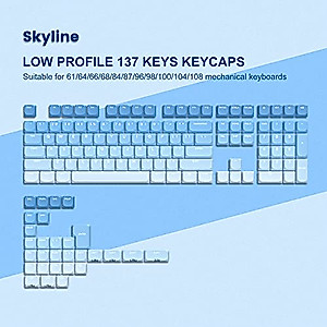 SDYZ XVX Low Profile Keycaps - Custom Keycaps, Gradient PBT Keycaps for 60% 65% 75% 100% Cherry Gateron MX Switches (Low Profile and Tradition Profile) Mechanical Keyboard, and More - Blue