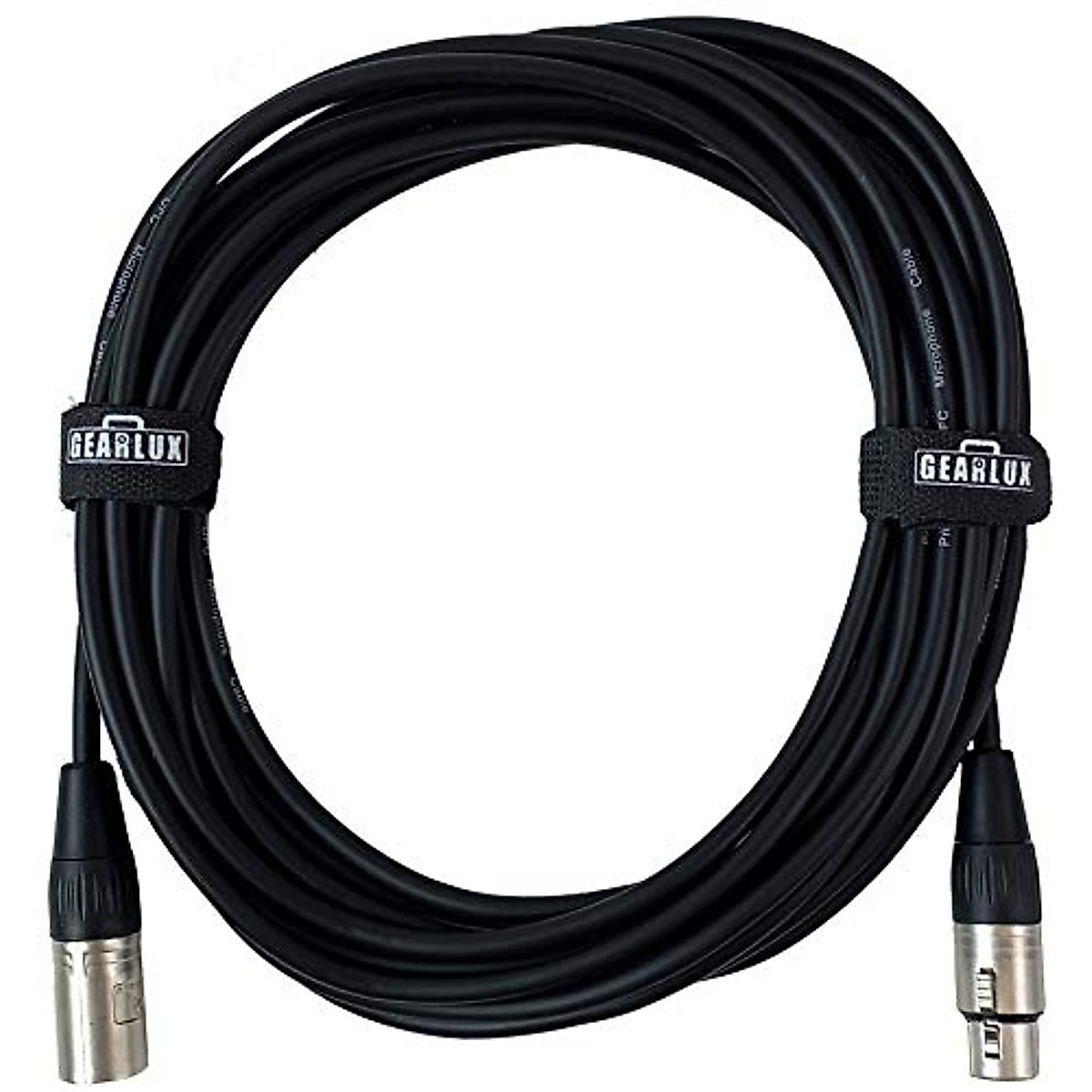 Gearlux XLR Microphone Cable, Fully Balanced, Male to Female, Black, 25 Feet - 2 Pack