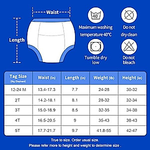 BIG ELEPHANT Baby Boys' 6 Pack Toddler Potty Training Pants 100% Cotton Waterproof Underpants, 3T