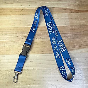 Desert Cactus Zeta Phi Beta Sorority Lanyard Keychain Car Keys ID Badge Holder Detachable Breakaway Snap Buckle (Lanyard - Blue Script)