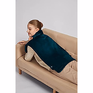 Ruqiji 26" x 35" Neck&Shoulder&Back Heating Pad with Fast-Heating Technology&10 Temperature Settings, Flannel Electric Heating Pad/Pain Relief for Back/Neck/Shoulders/Menstrual Pain/Cramp (Dark Teal)