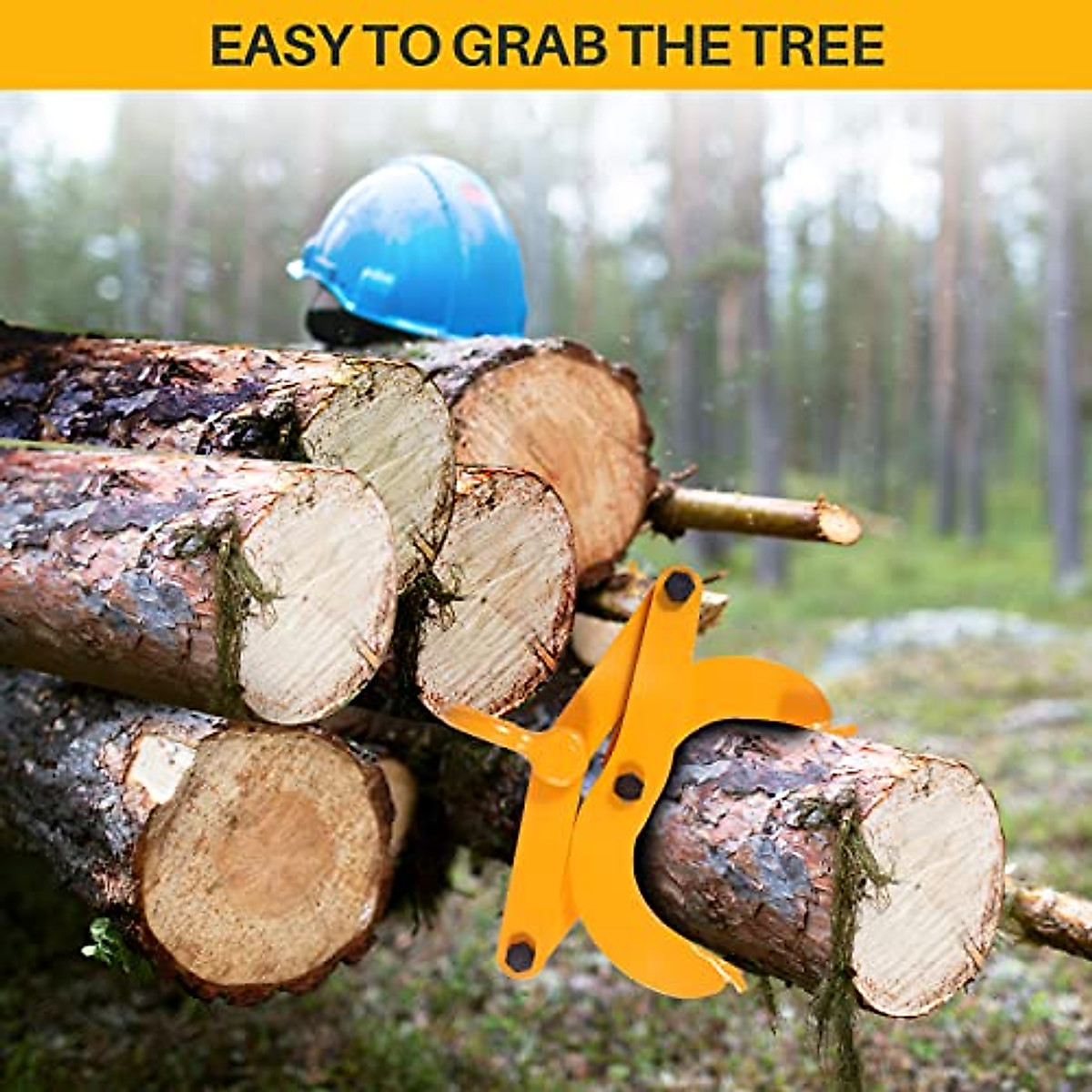 Pallet Puller Clamp 1T/2204LBS Pallet Jack Puller Steel Single Scissor Hook Puller, 5 Inch Jaw Opening Pallet Grabber Heavy Duty Forklift Material Handling Stump Puller Pulling Hoisting Wood-Yellow