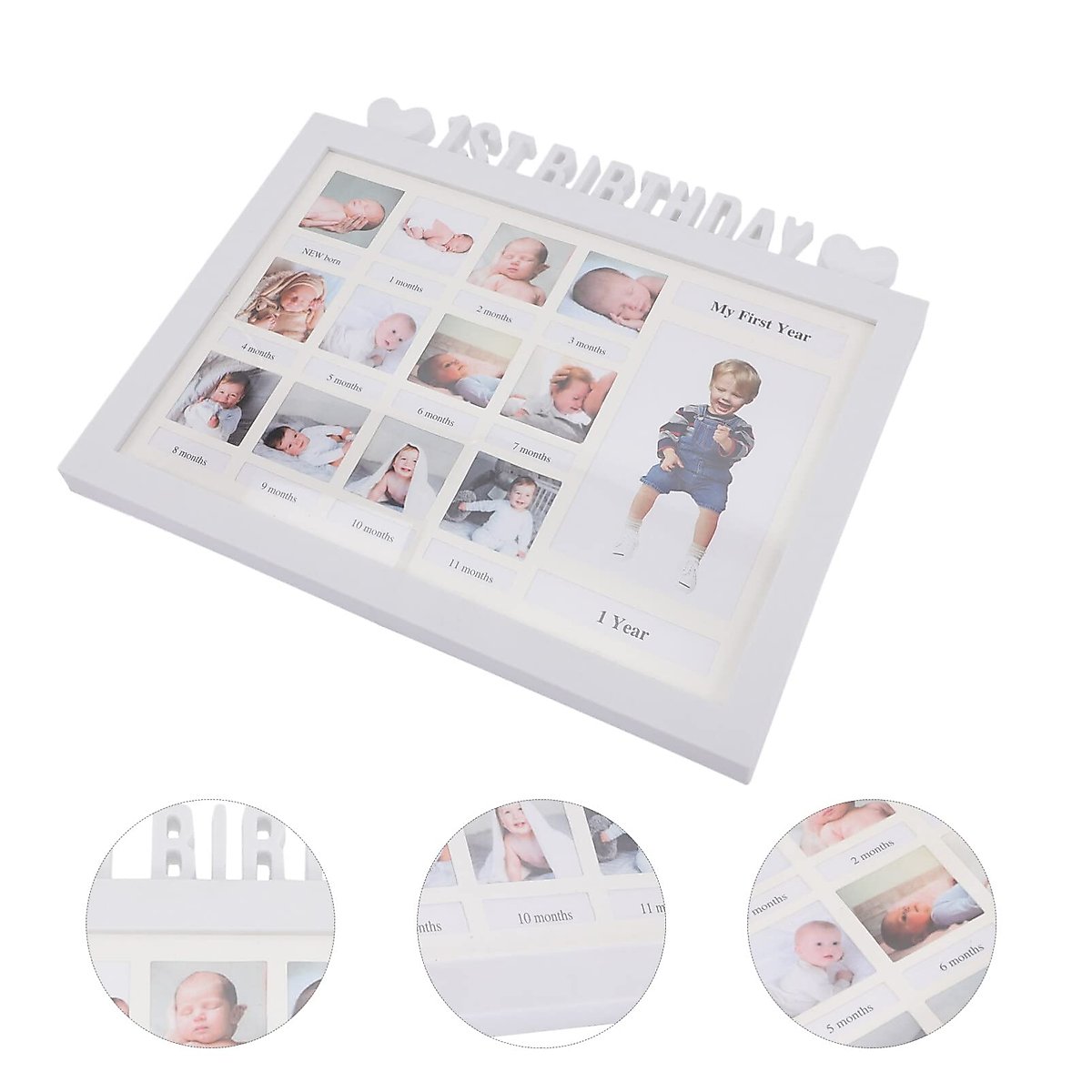 Kisangel Babys First Year Frame 12 Month Picture Frame 1st Birthday Photo Frame Picture Frame Milestone Photos Frame My First Year Picture Frame Memories Keepsake Photo Frame White