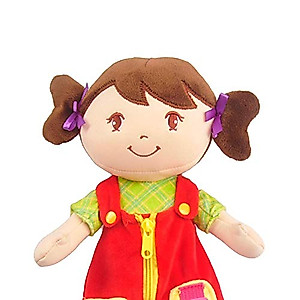 Linzy Plush 16" Educational Plush Doll, Adorable Plush Doll Comes with clad,a Removable Outfit Packed with Closures-Perfect for Testing a Little One's Growing Problem Solving and Motor Skills