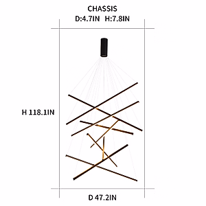 JAYMP Modern LED Chandeliers Dimmable Pendant Light Fixture for High Ceiling Living Room Dining Room Staircase Restaurant Sputnik Floating Sculptural Art Hanging Lamp