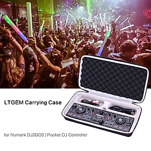 LTGEM EVA Hard Case for Numark DJ2GO2 Touch or Numark DJ2GO2 Pocket DJ Controller - Travel Protective Carrying Storage Bag