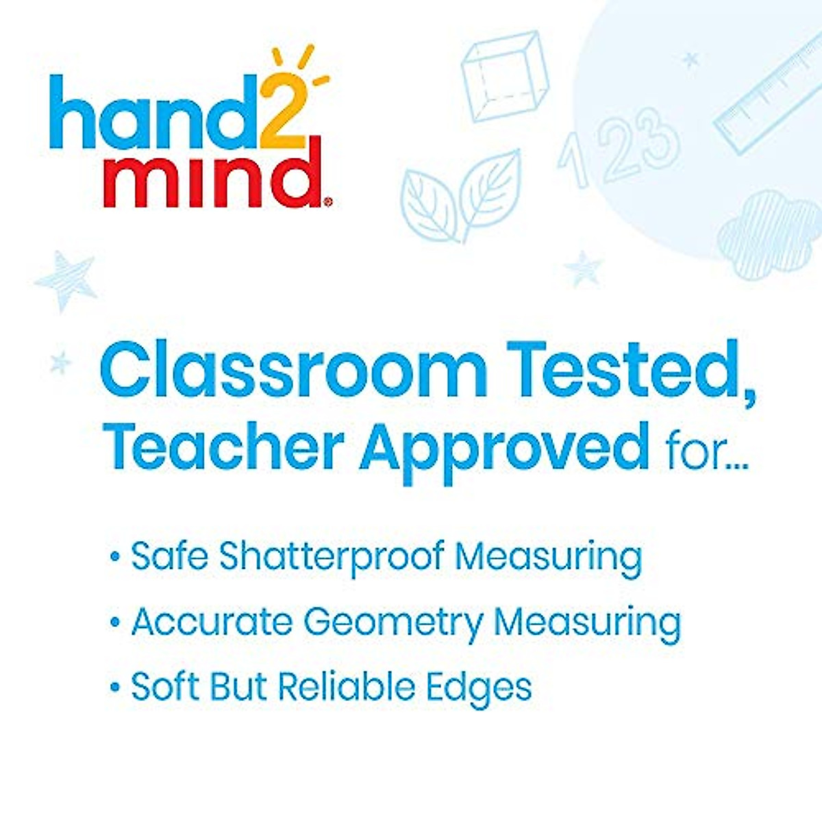 hand2mind 12"(1/16") Plastic Safe-T Ruler, Clear Rulers for Kids, Flexible Ruler, Rulers for School, Unbreakable Rulers, Straight Edge Ruler, Classroom Supplies (Pack of 24)