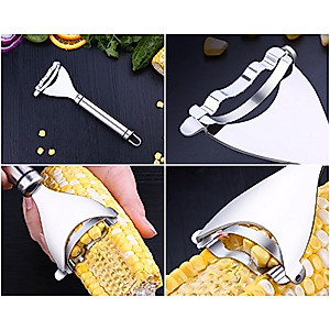 Corn Peeler, Magic Corn stripper for corn on the cob remover tool,Stainless steel multifunctional Kitchen Grips Corn planer Cob Cutter kernels, with Hand Protect