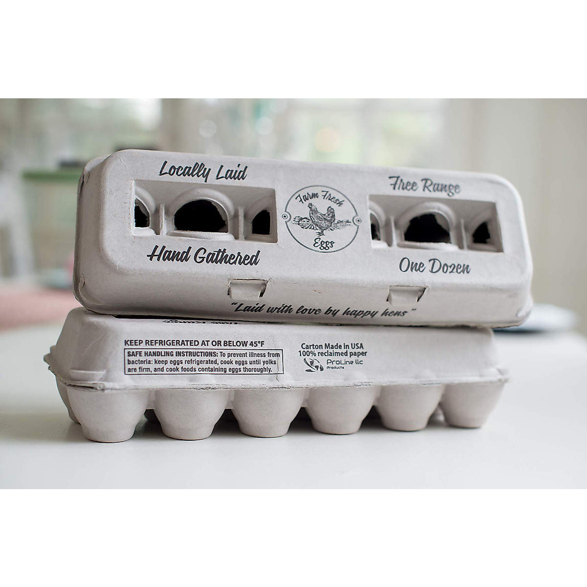 25 Egg Cartons – Adorable Vintage Design for your Farm Fresh Eggs, 100% Recycled Paper Cardboard, Sturdy & Reusable, Holds Small to XL Chicken Eggs