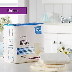 McKesson Ultimate Briefs, Incontinence, Maximum Absorbency, XL, 15 Count, 4 Packs, 60 Total