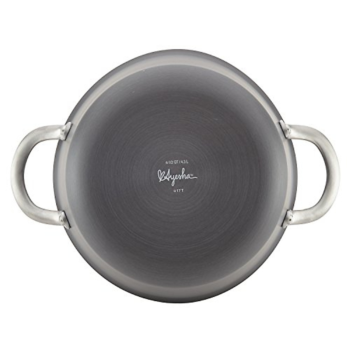 Ayesha Curry Home Collection Hard Anodized Nonstick Sauce Pan/Saucepan with Lid, 4.5 Quart, Charcoal Gray