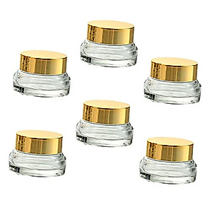 Lurrose 6pcs Container Jar Face With Bottles Facial Lip Up Lotion Glass Containers Makeup Ml Golden Small Mini Cosmetic Lids Creams Leak-proof Size for Make Shampoo Cream Samples Jars