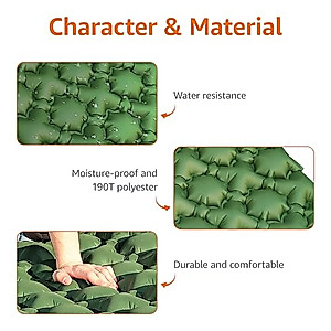 Amazon Basics Sleeping Pad, Folding,Inflatable,Built-In Foot Pump, Single, Olive Green