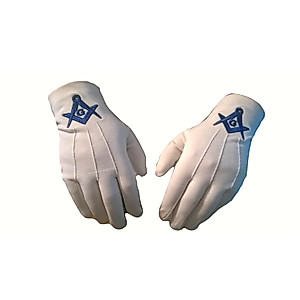 14Stars Masonic Regalia Past Master Mason Blue Lodge Apron Square Chain Collar and Compass Gloves with Lightweight Masonic Regalia Soft CaseApron Holder Set, White and Blue, One Size