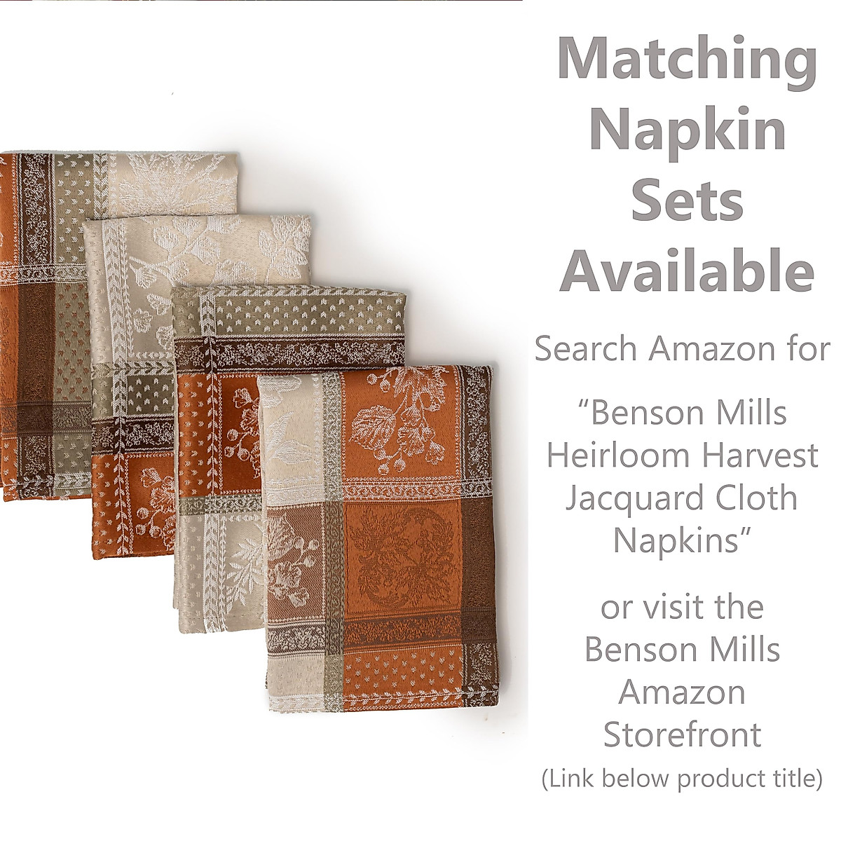 Benson Mills Heirloom Harvest Yarn Dyed Jacquard Fabric Table Cloth, Fall, Harvest and Thanksgiving Tablecloth (60" X 84" Rectangular, Heirloom Harvest)