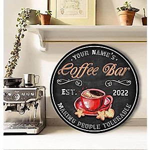 WODORO Custom Coffee Bar Wood Sign (Not Carved or Neon Sign), Kitchen Decor Wall Plaque, Personalized Gifts for Coffee Lovers, Espresso Cappuccino Latte Coffee & Tea Bar, Coffee & Wine Bar Sign (05)