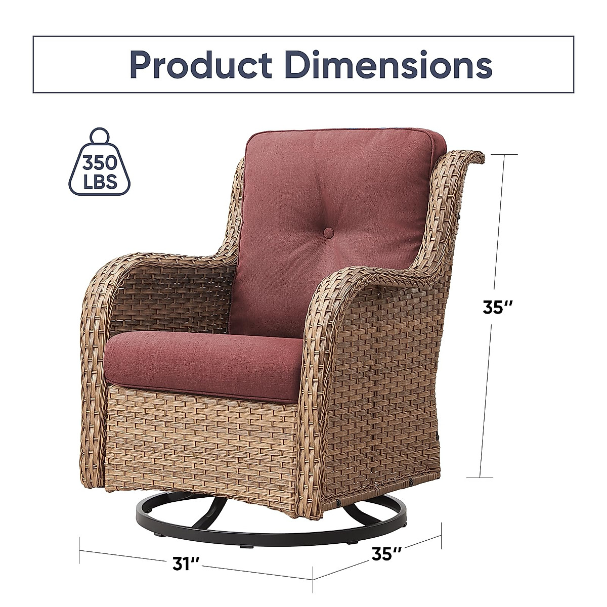 moosprr Swivel Rocker Patio Chairs：2 Pieces Patio Swivel Rocker Chair with Wicker Armrests Patio Swivel Rocking Chairs Outdoor Swivel Rocker Patio Chairs
