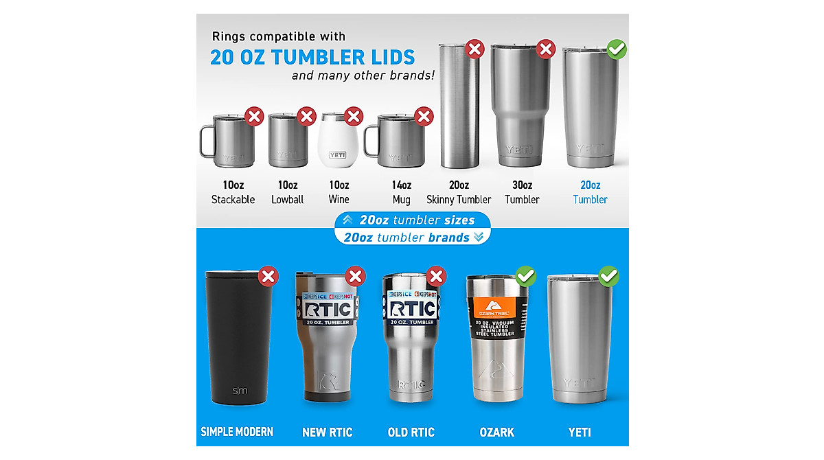 Replacement Rubber Lid Rings for Tumblers - Fits Yeti & More