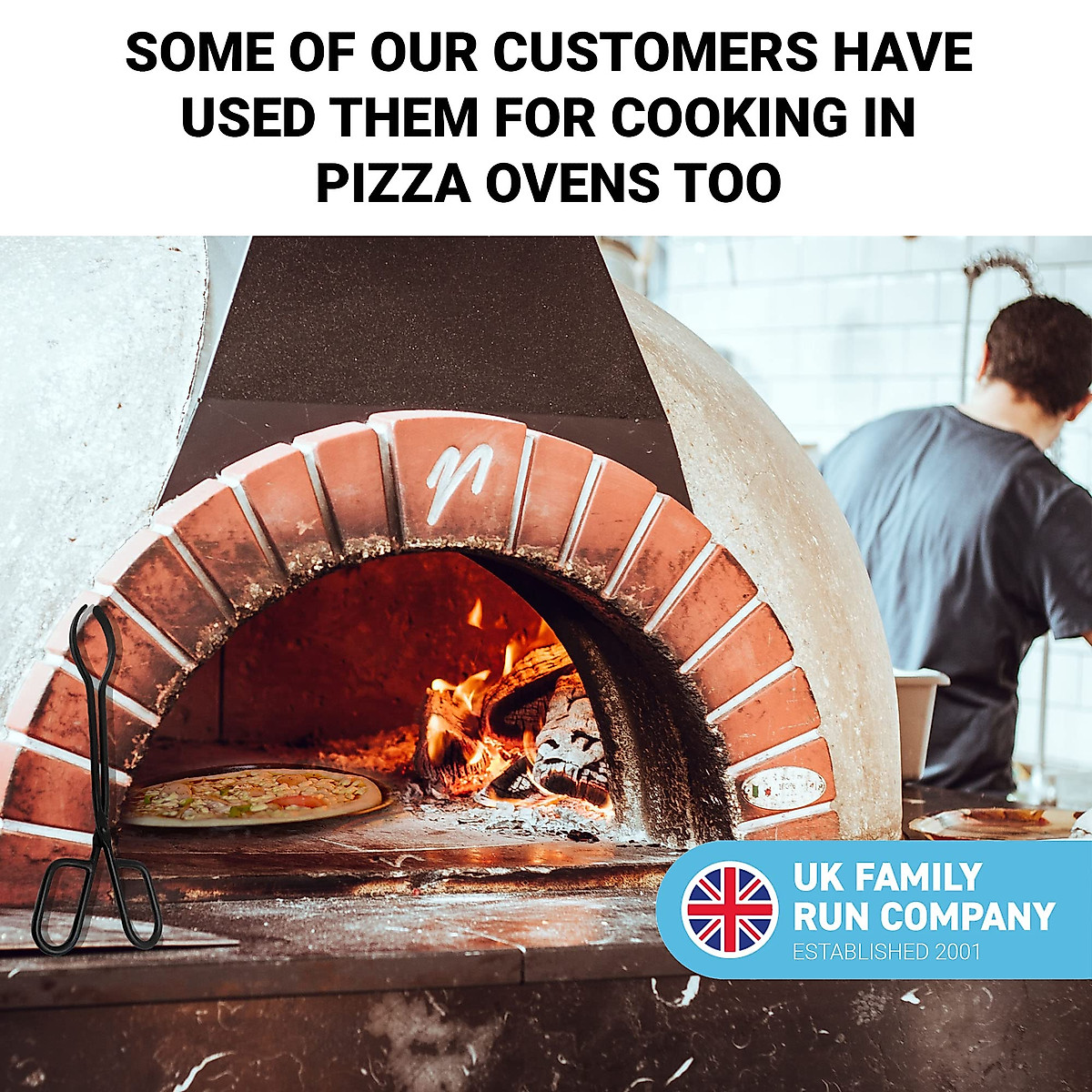 Black Heavy Duty Cast Iron Fire Place Log Tongs for Indoor Fire/Fire Pits Accessories/Tongs for Outdoor Stove/Long Logs Tweezers/Firewood Tongs/Campfire Tongs