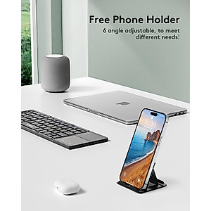 Samsers Foldable Bluetooth Keyboard with Touchpad Portable Wireless Keyboard with Stand Holder, Rechargeable Full Size Ultra Slim Pocket Folding Keyboard for Android Windows iOS Tablet & Laptop-Gray