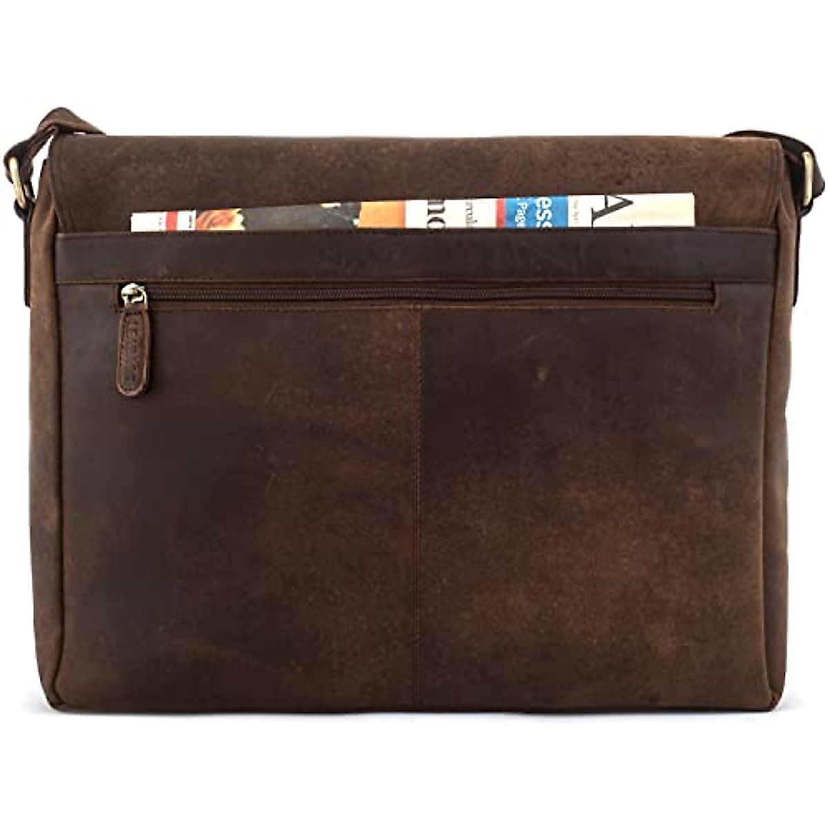 LEABAGS Leather Messenger Bag for Men Women - Briefcase genuine buffalo leather Oxford - Laptop Bag Crossbody Work College Muscat