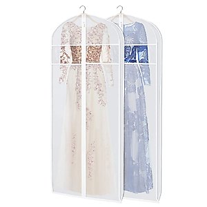 Zilink Dress Garment Bags for Storage 72-inch with Clear Window and 3" Gusset Dress Cover Bag for Long Evening Dresses,Fur Coat, Long Dress Gown Closet Storage