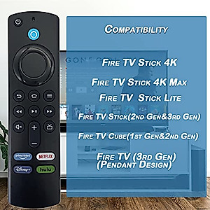 Voice Remote Control Compatible with Amazon Fire TV (3rd Gen, Pendant Design), for Fire TV Stick (2nd Gen,3r Gen,4K,4K Max), for Fire TV Stick Lite, for Fire TV Cube Remote (1st and 2nd Gen)-L5B83G