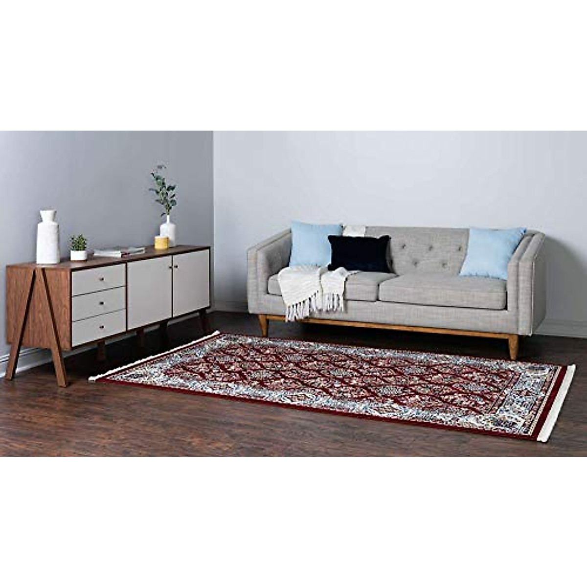 Unique Loom Narenj Collection Classic Traditional Textured Repeat Design Area Rug, 5' 0" x 8' 0", Burgundy/Tan