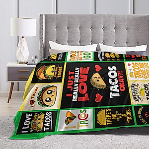 Cartoon Taco Throw Blankets for Girls Women Just Girl Who Loves Tacos Blanket Soft Warm Flannel Fleece Funny Cute Food Throws Plush Stuffed Animal Gifts for Kids Adults for Bed Bedding Decor 50"x40"