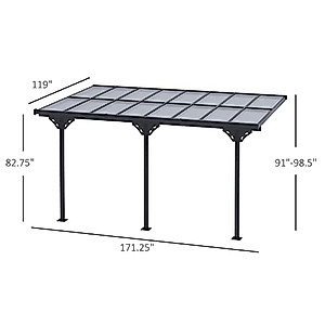 Outsunny 14.5' x 10' Outdoor Pergola Patio Gazebo Awning for Patio with Adjustable Posts & Height, UV-Fighting Panels, & Aluminum Frame
