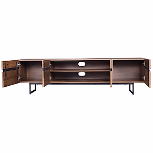 WAMPAT Modern TV Stand for up to 75 inch TV, Wood Entertainment Center TV Console Table with Storage Cabinets Media Console for Living Room, Brown