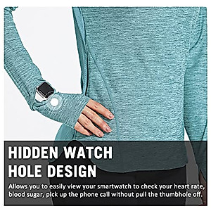 BALEAF Women's Running Shirts Quick Dry Lightweight Long Sleeve Pullover UPF50+ Moisture Wicking Hiking Light Blue Size M